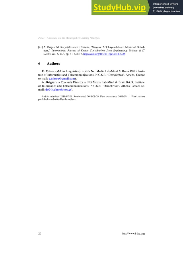 A Journey Into The Metacognitive Learning Strategies | PDF