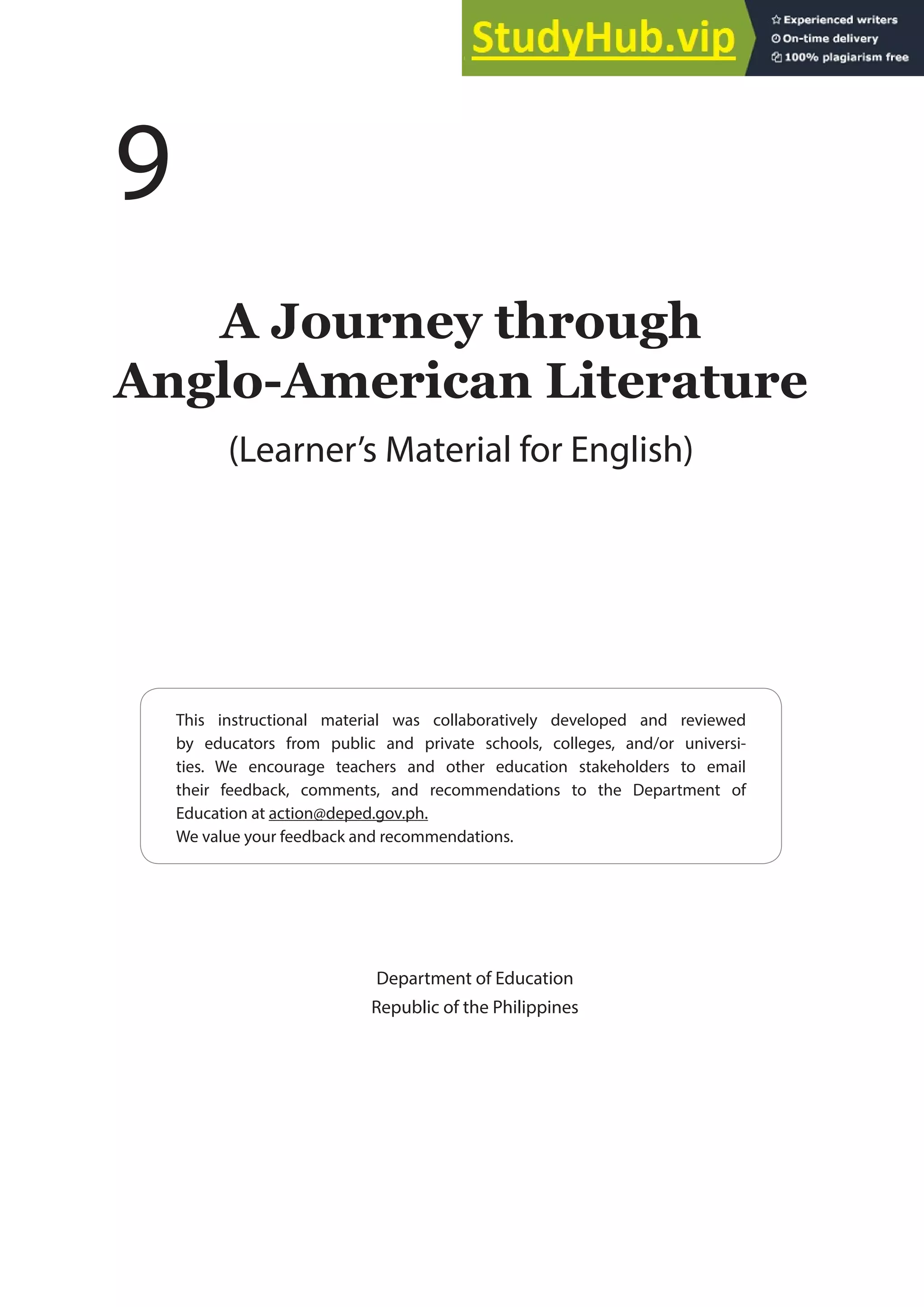 A Journey Through Anglo-American Literature | PDF