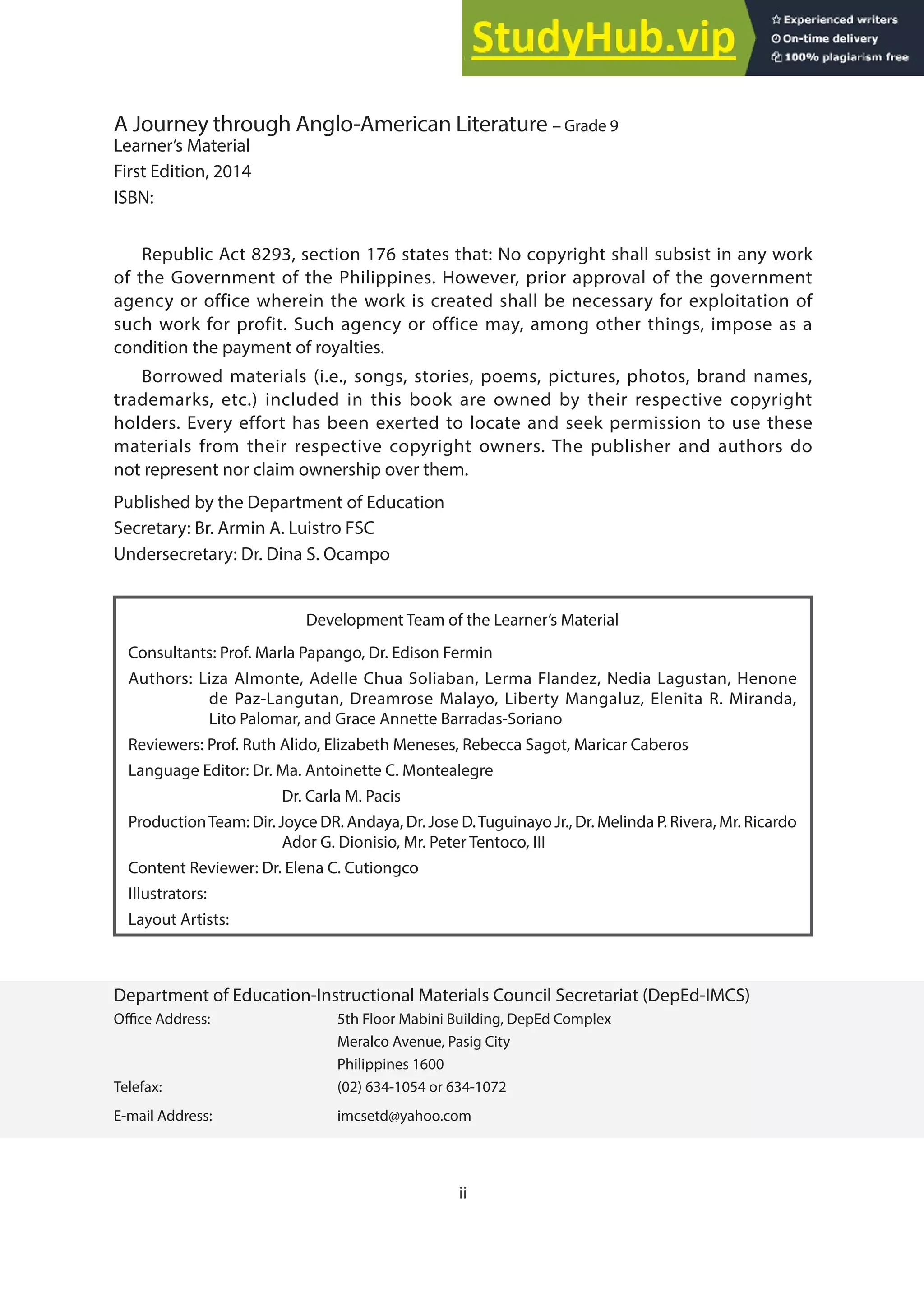 A Journey Through Anglo-American Literature | PDF