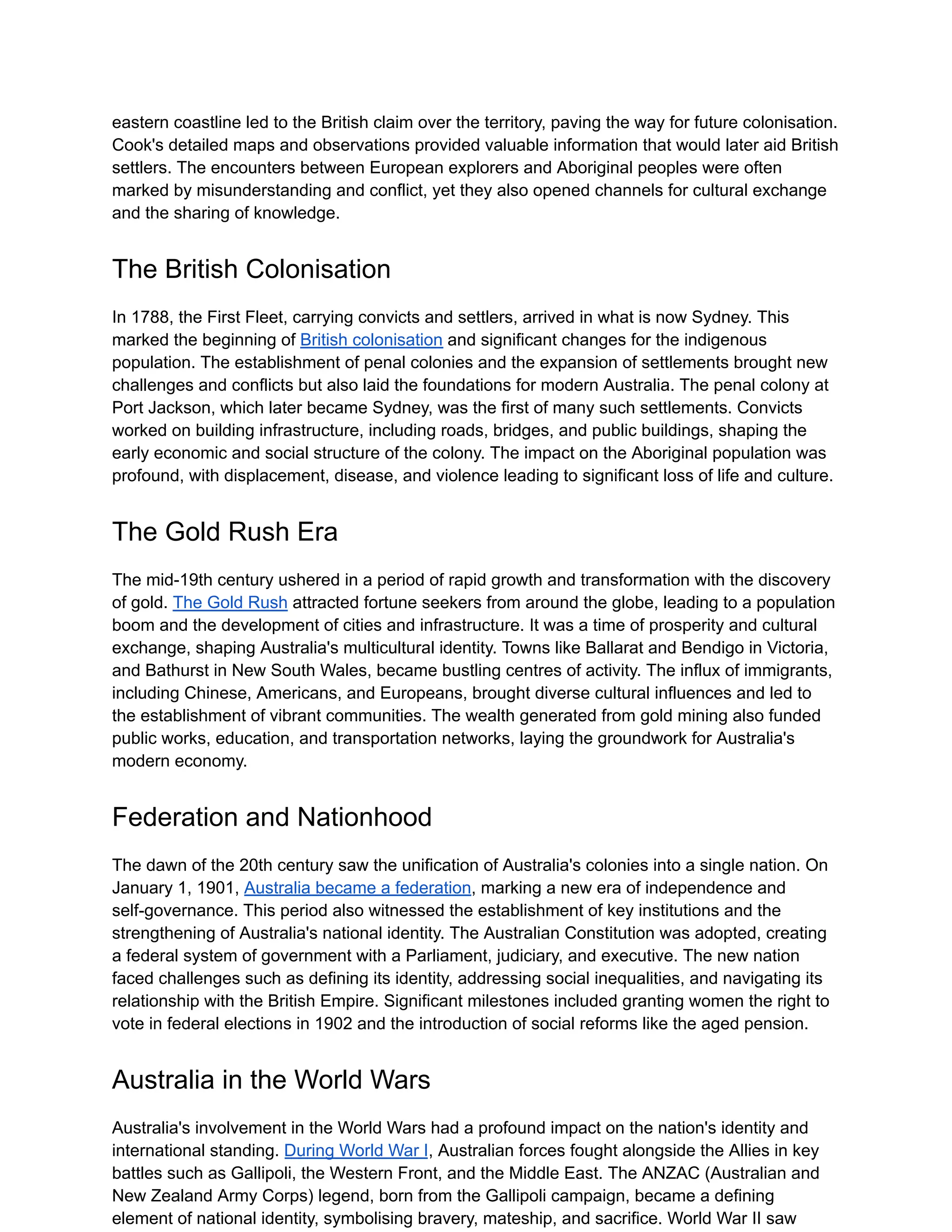 A Journey Through Time - The Fascinating History of Australia | PDF