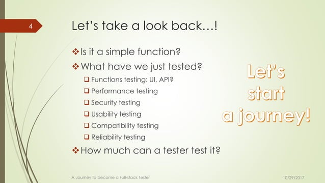 A journey to a Full Stack Tester | PPT