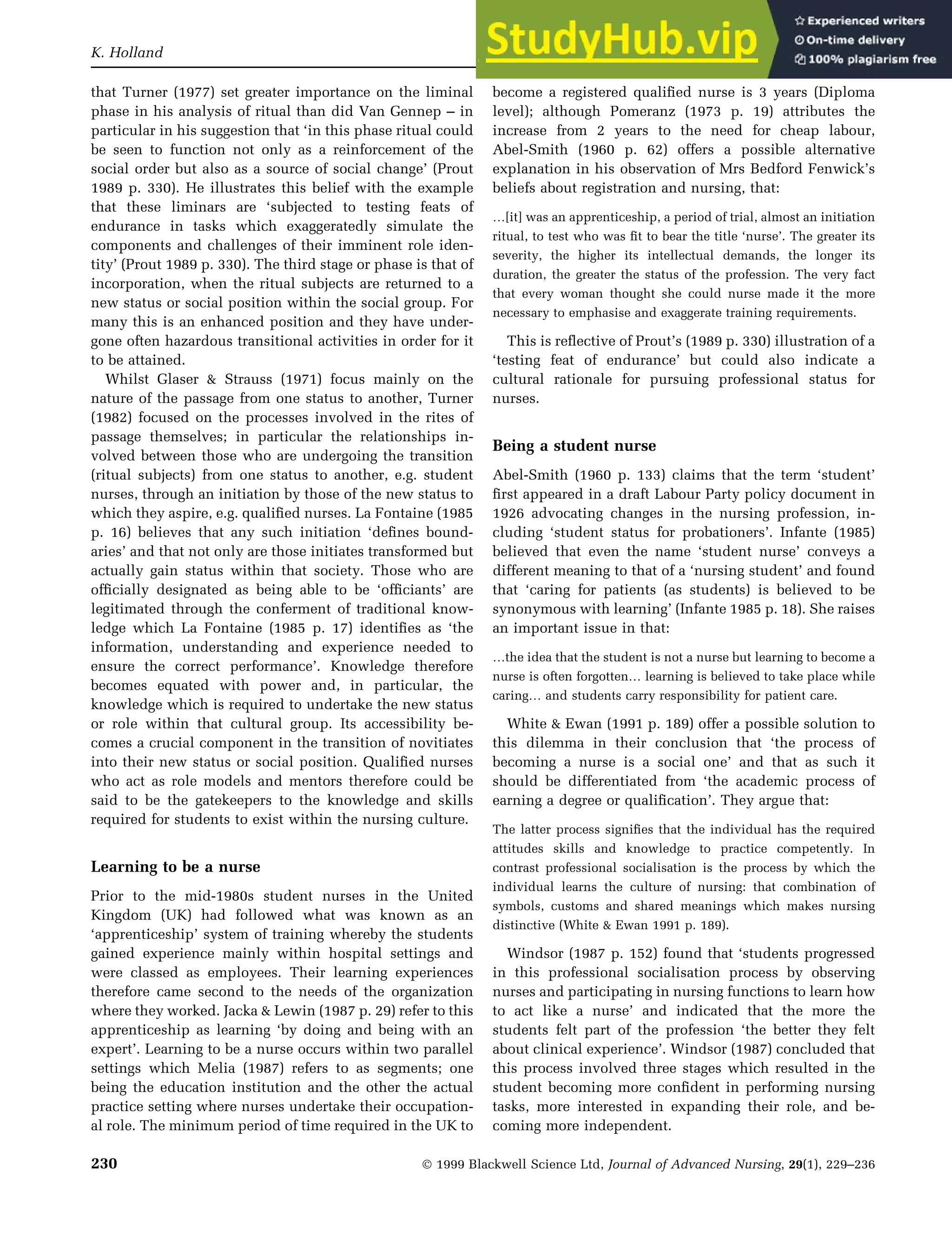 A Journey To Becoming The Student Nurse In Transition | PDF