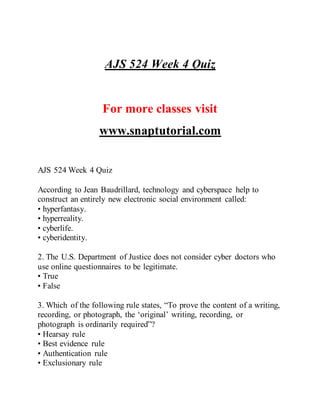 Ajs 524 Effective Communication / snaptutorial.com | Free download