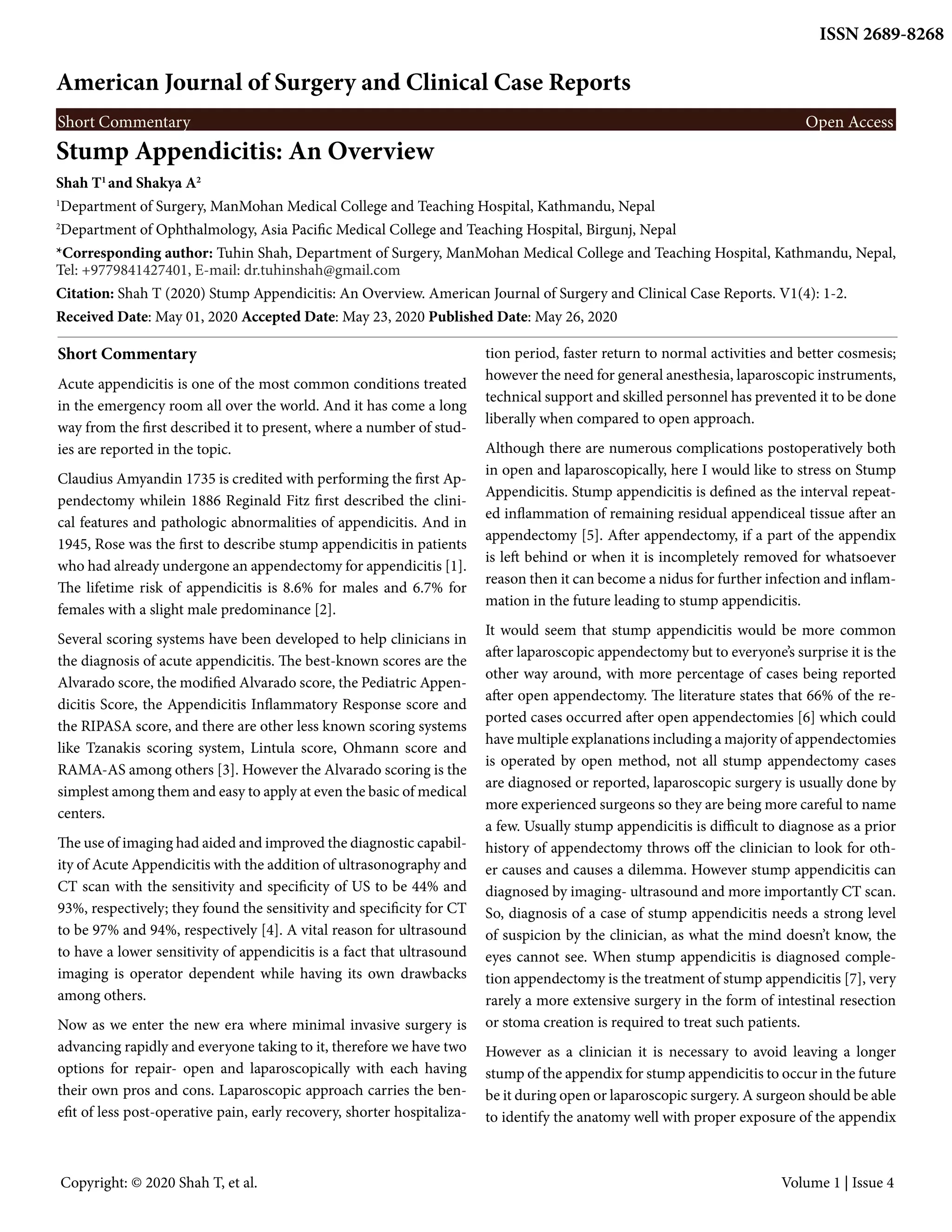 Stump Appendicitis: An Overview | PDF
