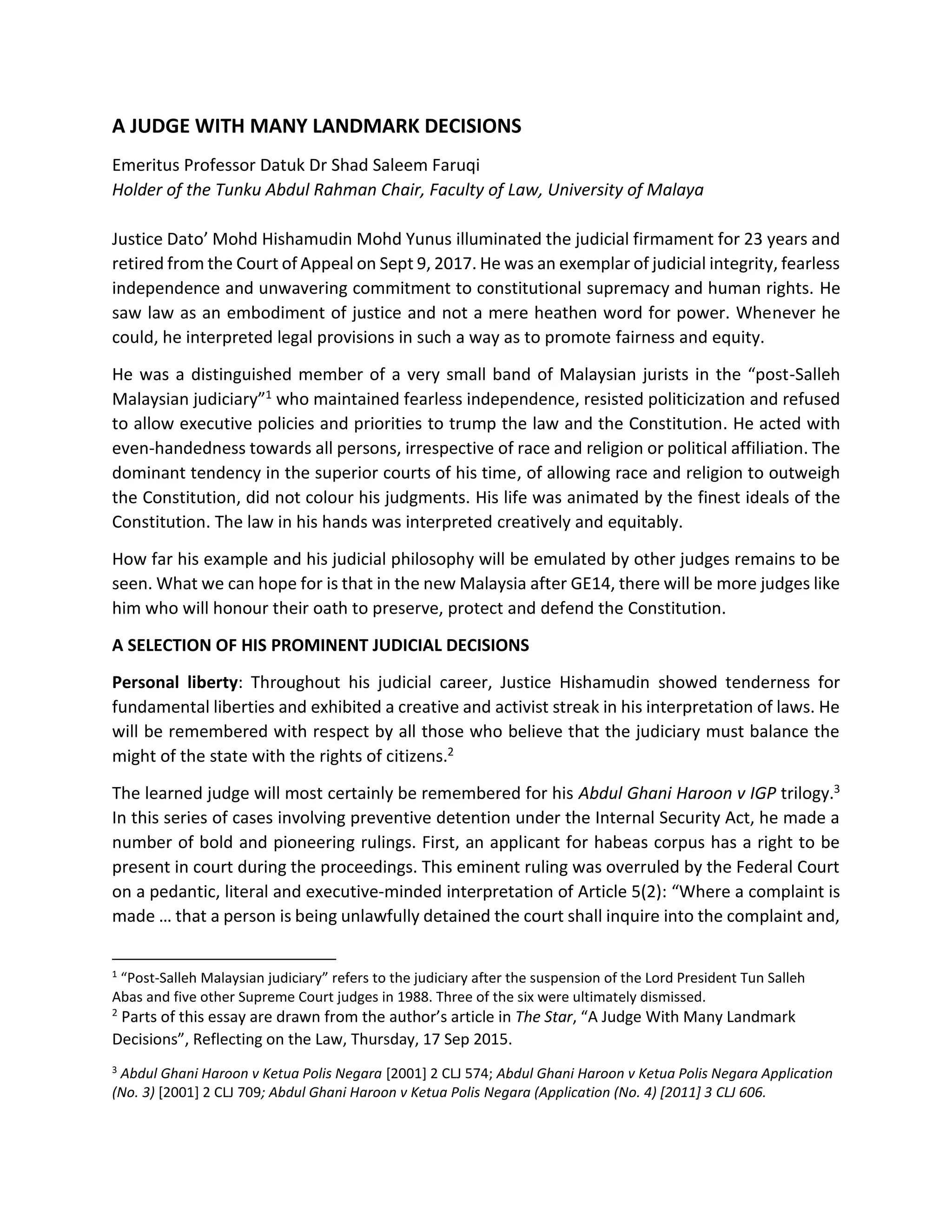 A Judge With Many Landmark Decisions | PDF | Legal Services Industry ...