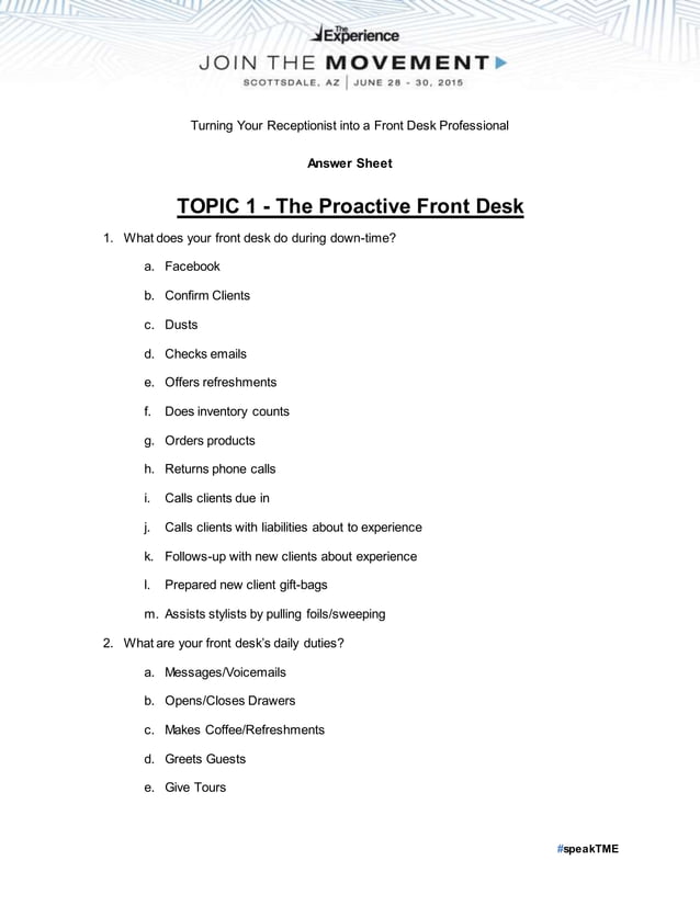 Turning Your Receptionist into a Front Desk Professional - Round Table ...