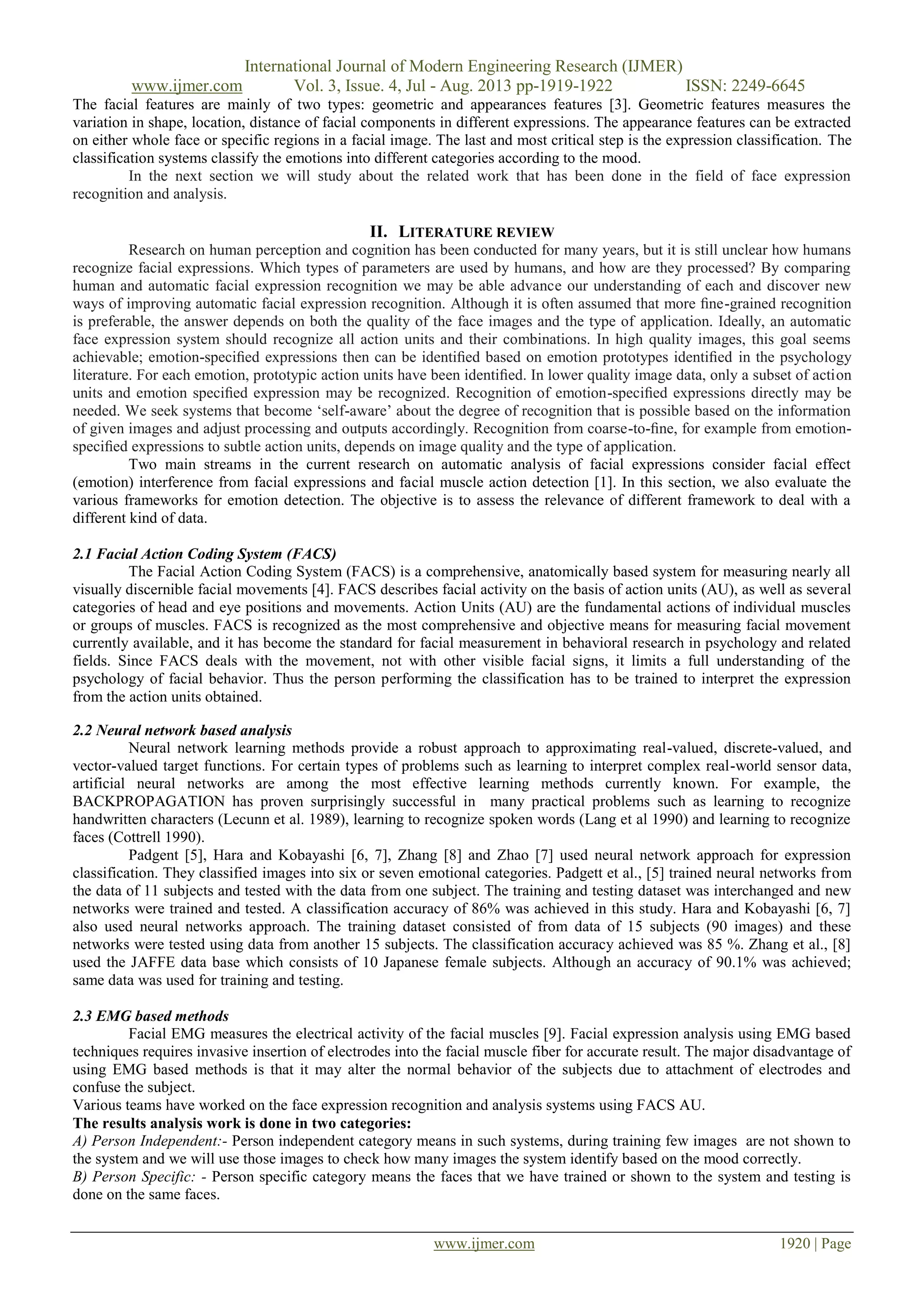 Face expression recognition using Scaled-conjugate gradient Back-Propagation algorithm | PDF