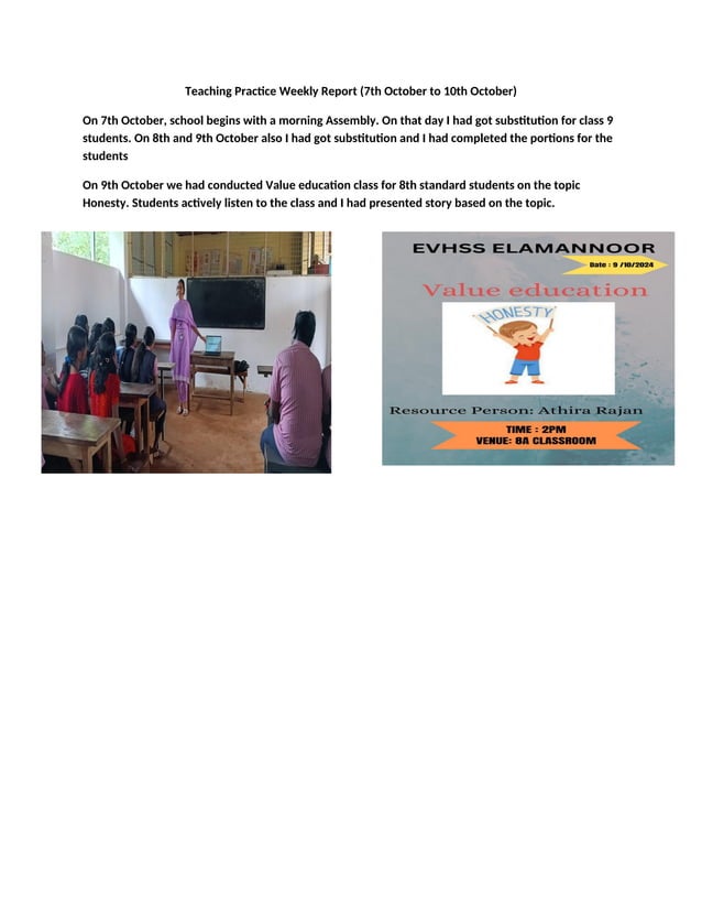 weekly report eight of teaching practice phase 1 | PDF