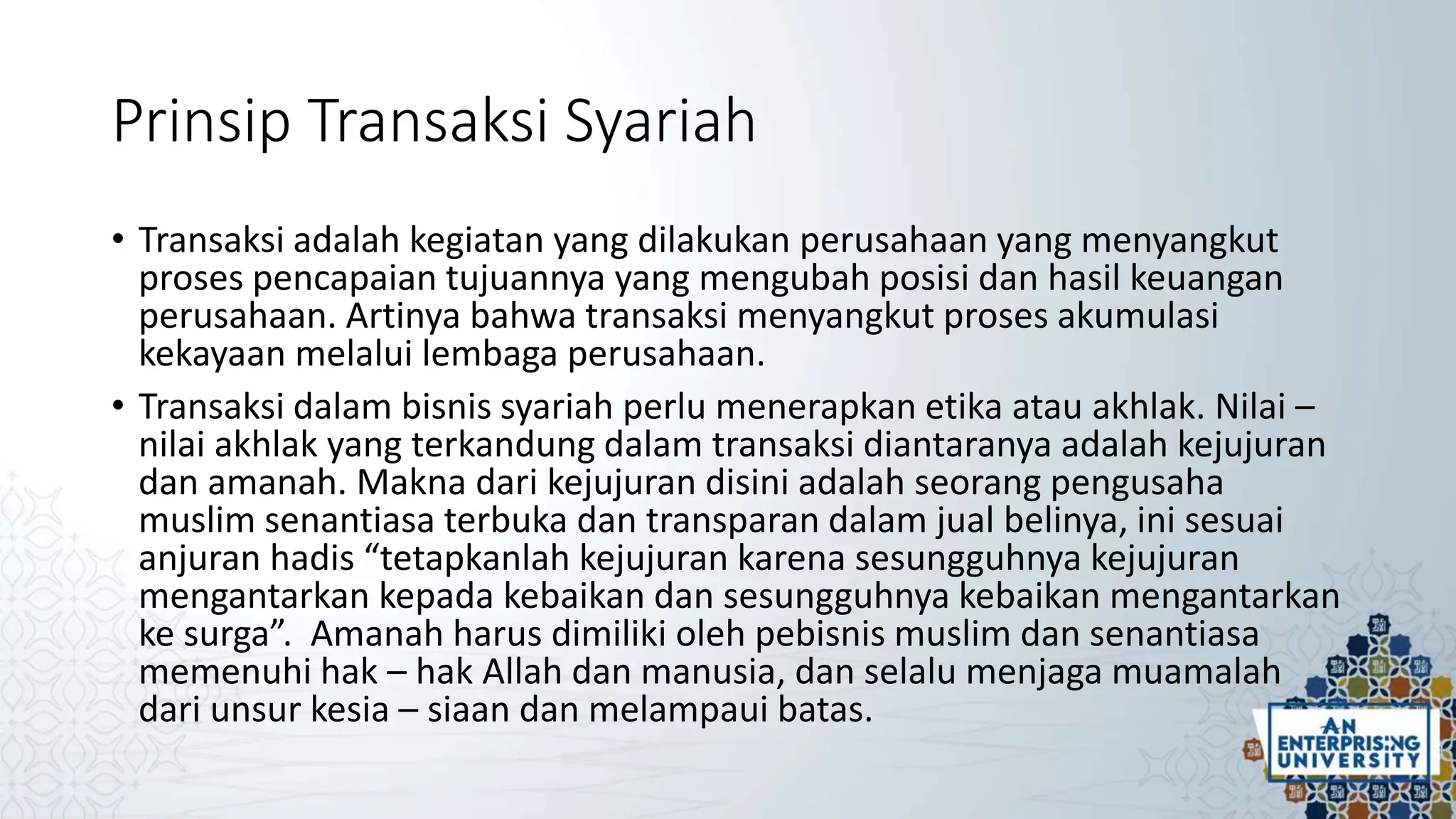 Akad dan Prinsip Transaksi Syariah. pptx | PPT