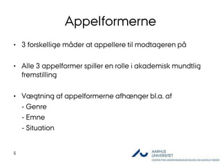 Akademisk mundtlig fremstilling 1, introduktion | PPTX
