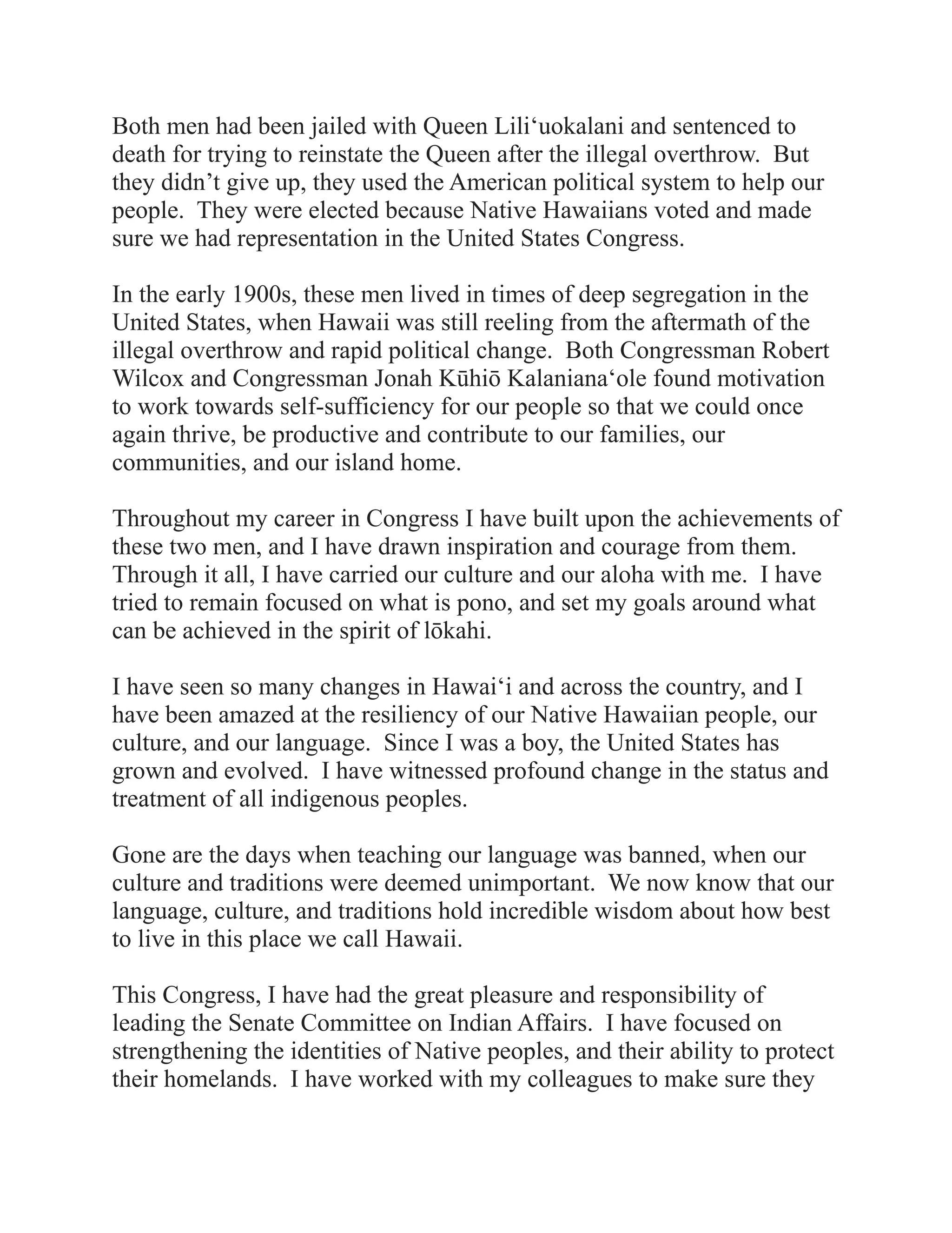 Akaka speech to Native Hawaiian Convention | PAGES