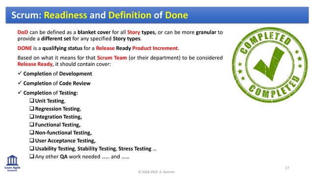 A. Kamran's DoD and DoR: Definition of Done and Definition of Ready in ...