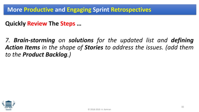 A. Kamran's Best Practices in Scrum's Sprint Retrospectives | PDF