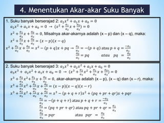Akar akar suku banyak ds-pjj sma kmn2 | PPTX