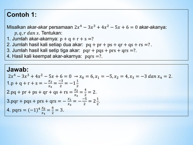 Akar akar suku banyak ds-pjj sma kmn2 | PPTX