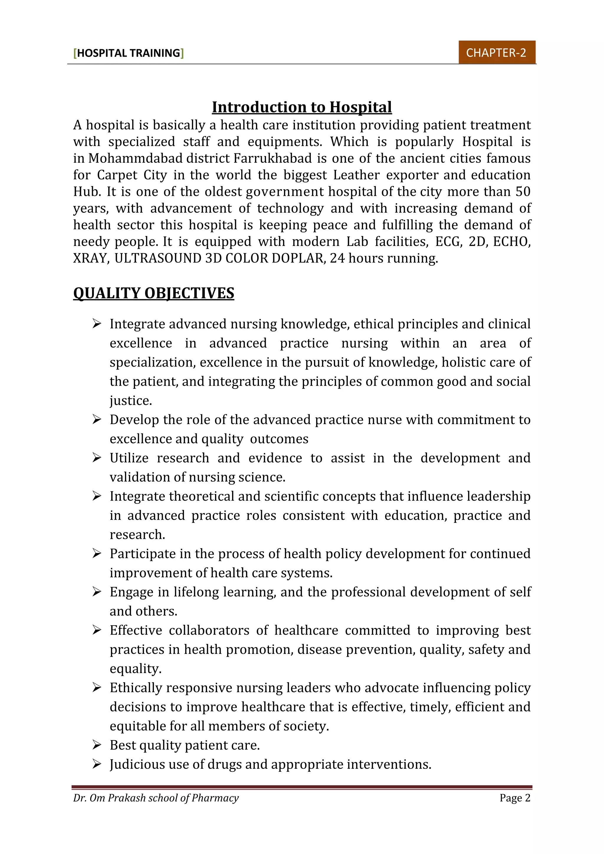 Hospital Training Report-I | PDF