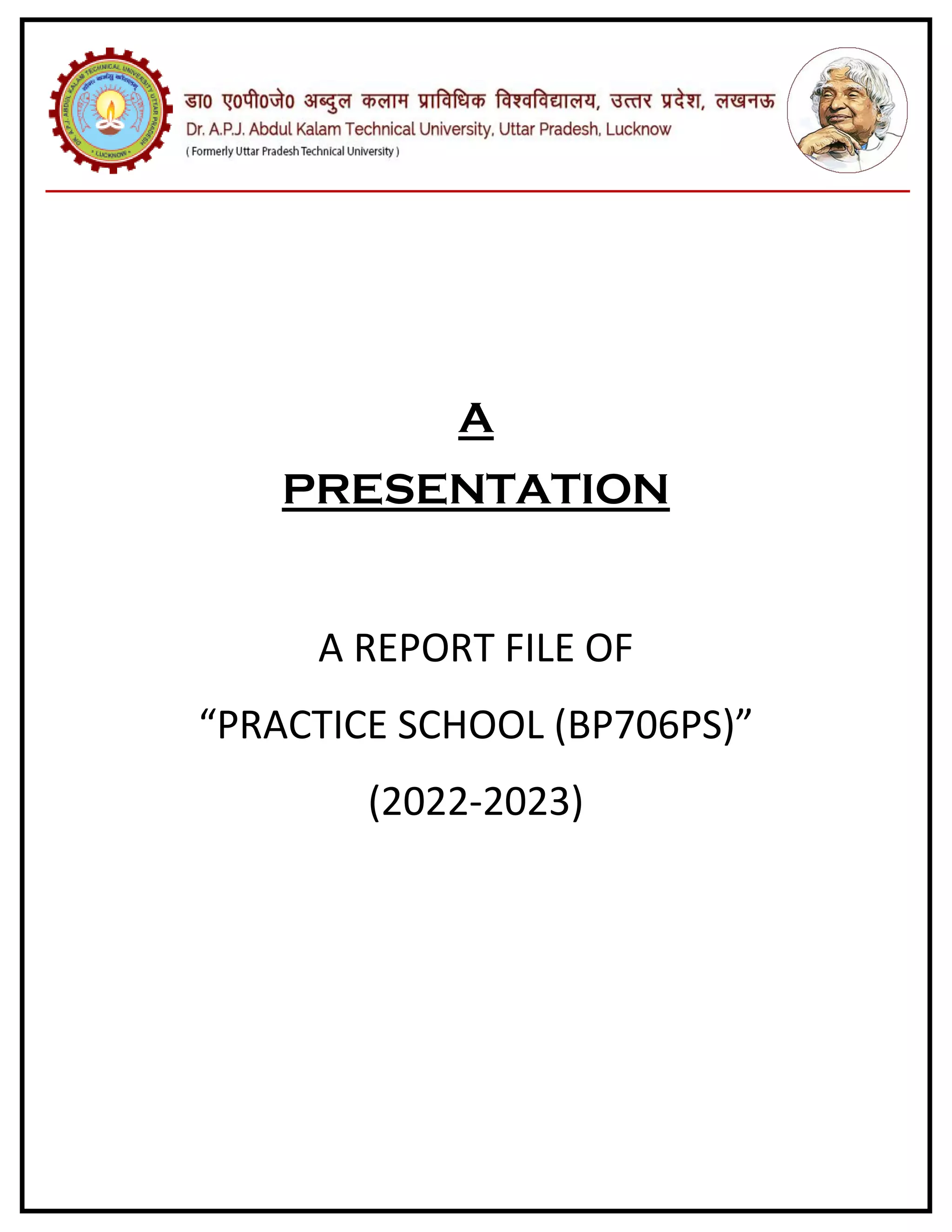 Practice School Report | PDF