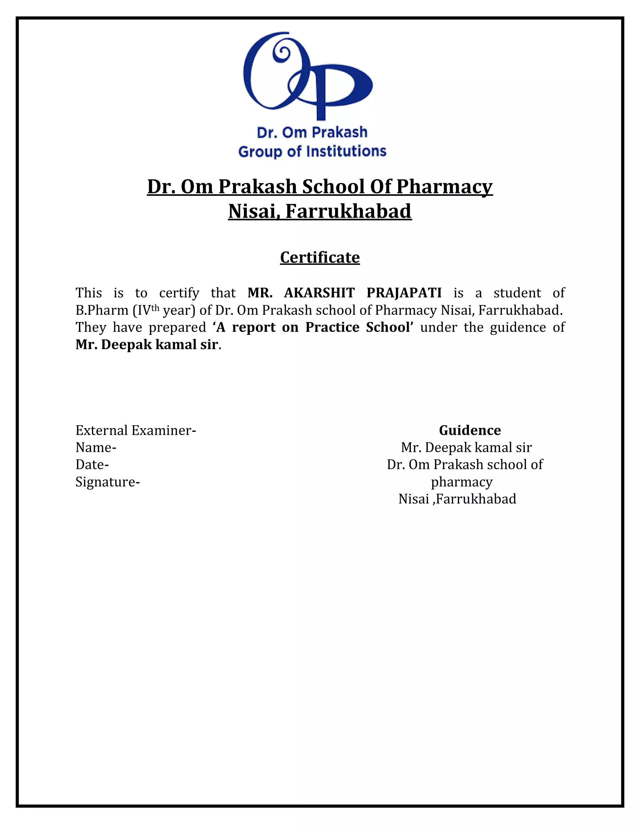 Practice School Report | PDF