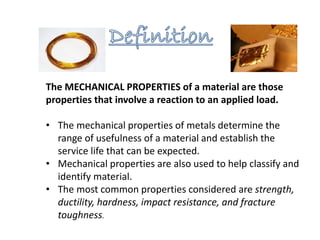 Mechanical Properties of materials | PPTX