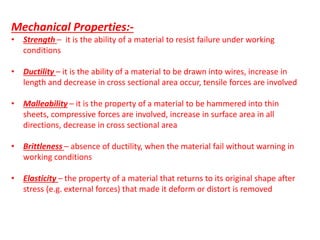 Mechanical Properties of materials | PPTX
