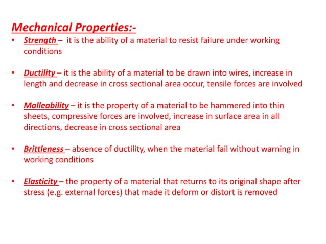 Mechanical Properties of materials | PPTX | Chemistry | Science