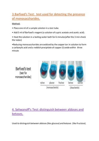 CHEMICAL TEST & IMPORTANCE OF CARBOHYDRATES | DOCX