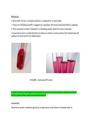 CHEMICAL TEST & IMPORTANCE OF CARBOHYDRATES | DOCX