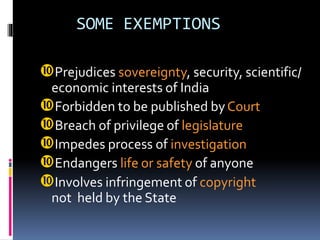 RIGHT TO INFORMATION ACT 2005 | PPTX