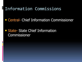 RIGHT TO INFORMATION ACT 2005 | PPTX