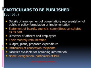 RIGHT TO INFORMATION ACT 2005 | PPTX