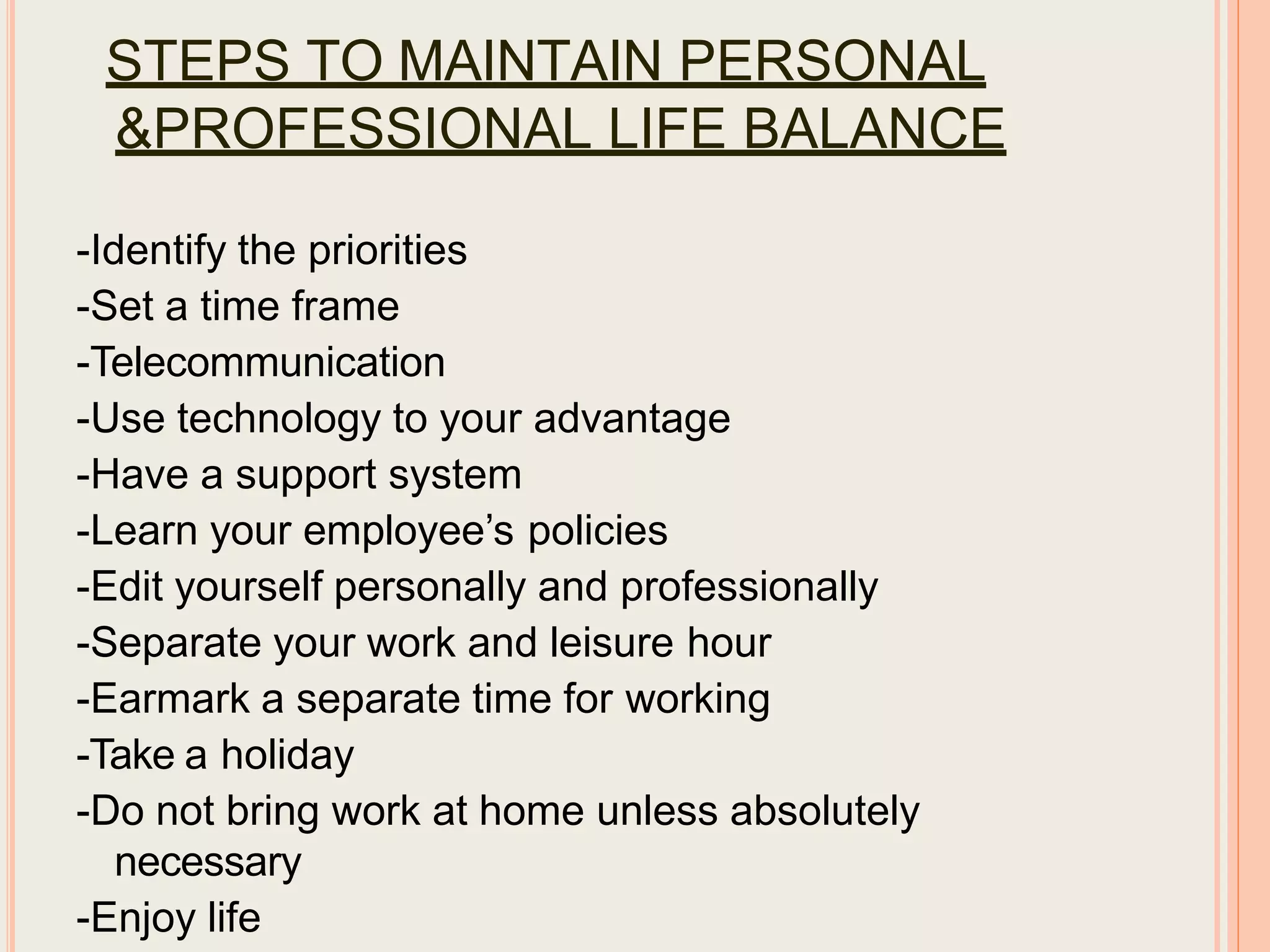 Balance Between Personal And Professional Life | PPTX