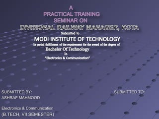 ashraf final year ppt on wcr drm kota | PPT