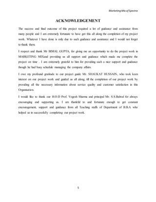 Project Report On MARKETING MIX | DOCX