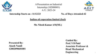 iocl intenship pptxbdndmkksomfjfliaeiiei | PPT