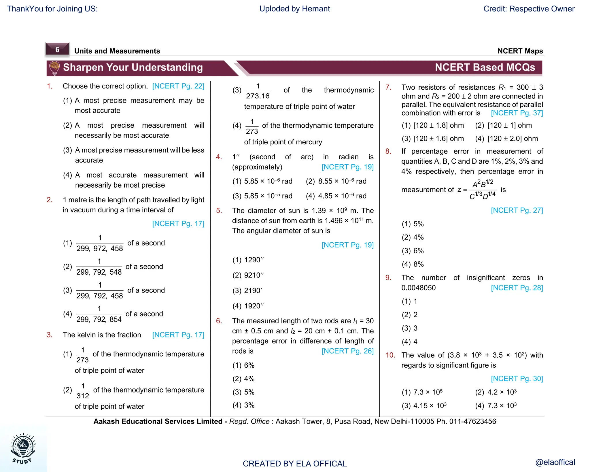 A@kash Physics NCERT Maps.pdf physics short notes physics short notes ...