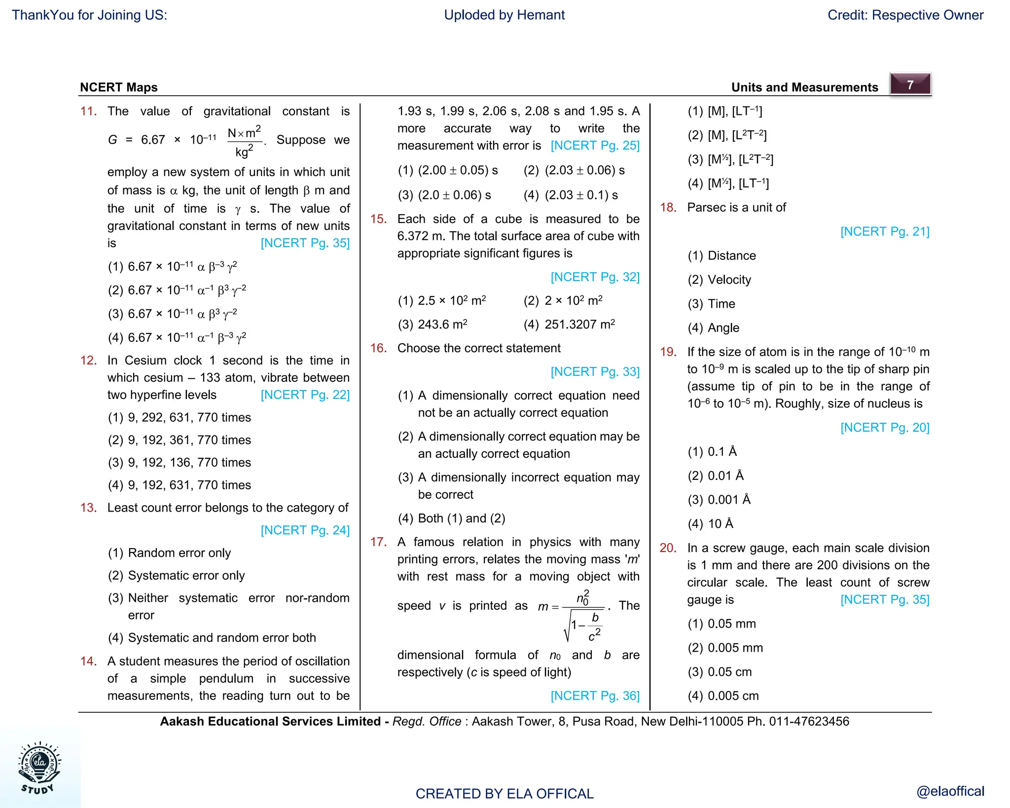 A@kash Physics NCERT Maps.pdf physics short notes physics short notes ...