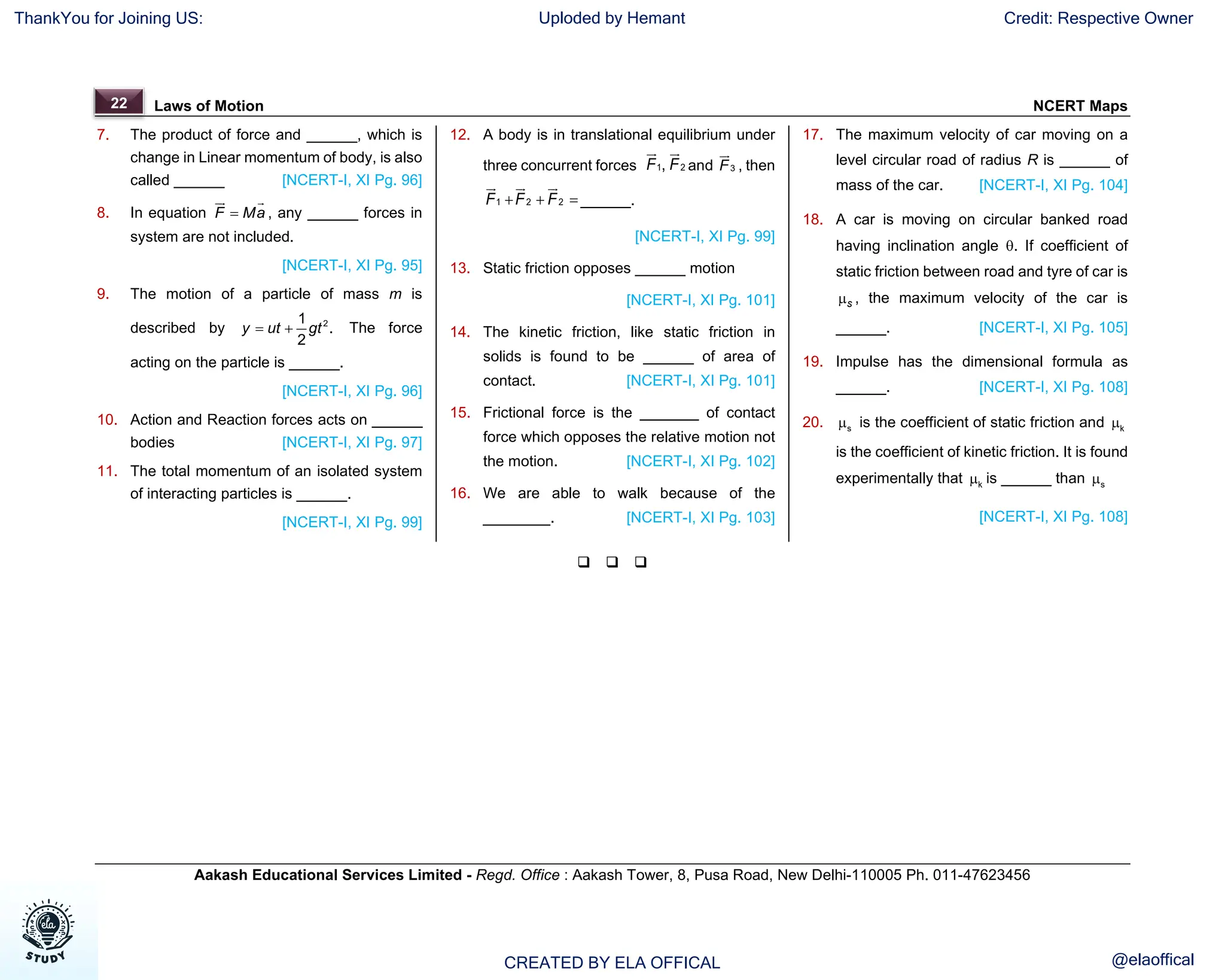 A@kash Physics NCERT Maps.pdf physics short notes physics short notes ...