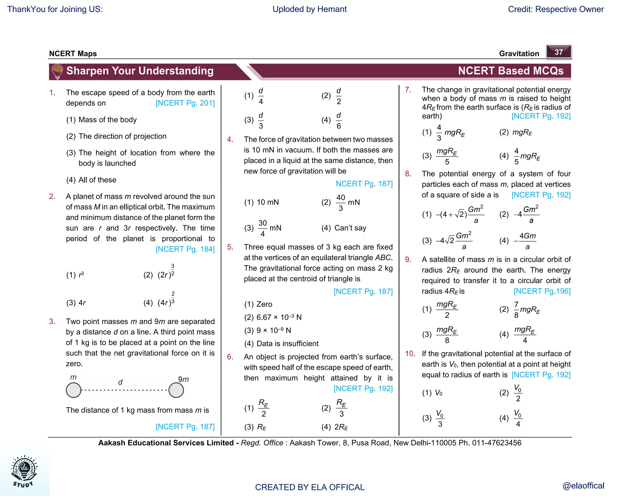A@kash Physics NCERT Maps.pdf physics short notes physics short notes ...