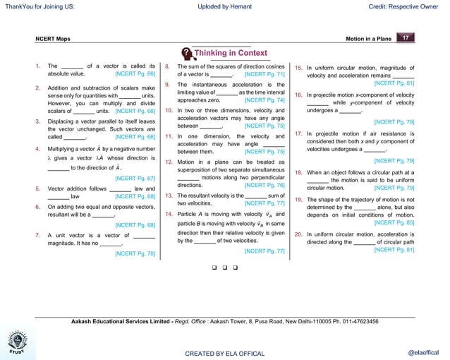 A@kash Physics NCERT Maps.pdf physics short notes physics short notes ...
