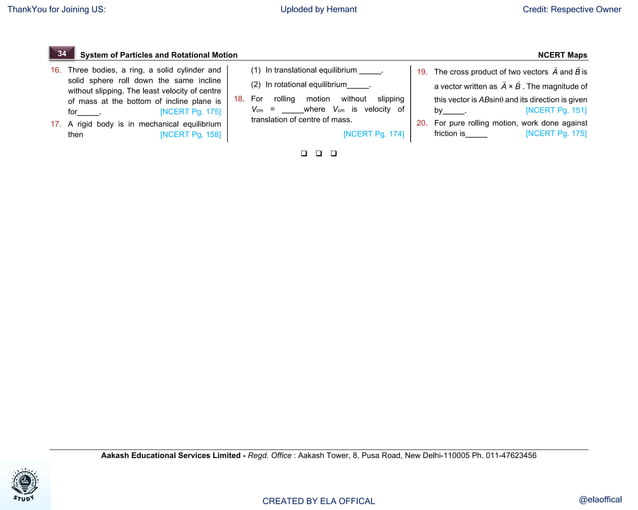 A@kash Physics NCERT Maps.pdf physics short notes physics short notes ...