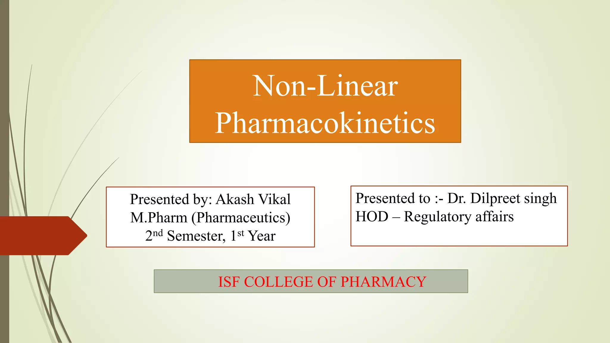 Non Linear Pharmacokinetics | PPTX
