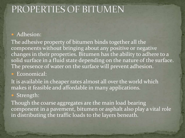 BITUMEN FOR ROAD CONSTRUCTION AND ITS APPLICATION | PPTX