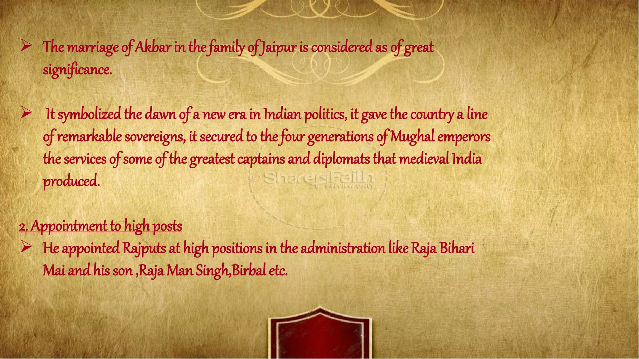 Akbar's Rajput Policy -by Juliya | PPTX