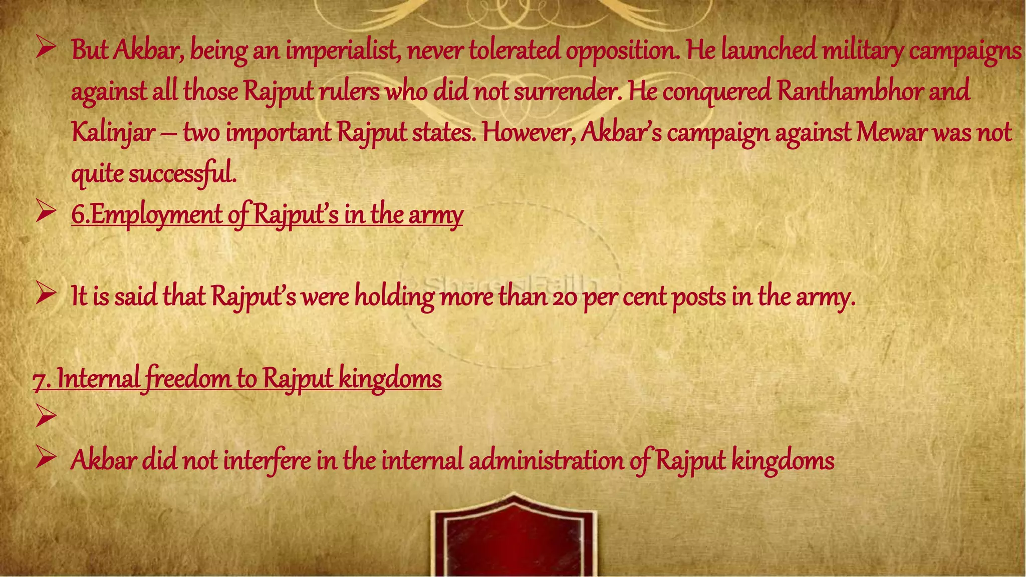 Akbar's Rajput Policy -by Juliya | PPTX