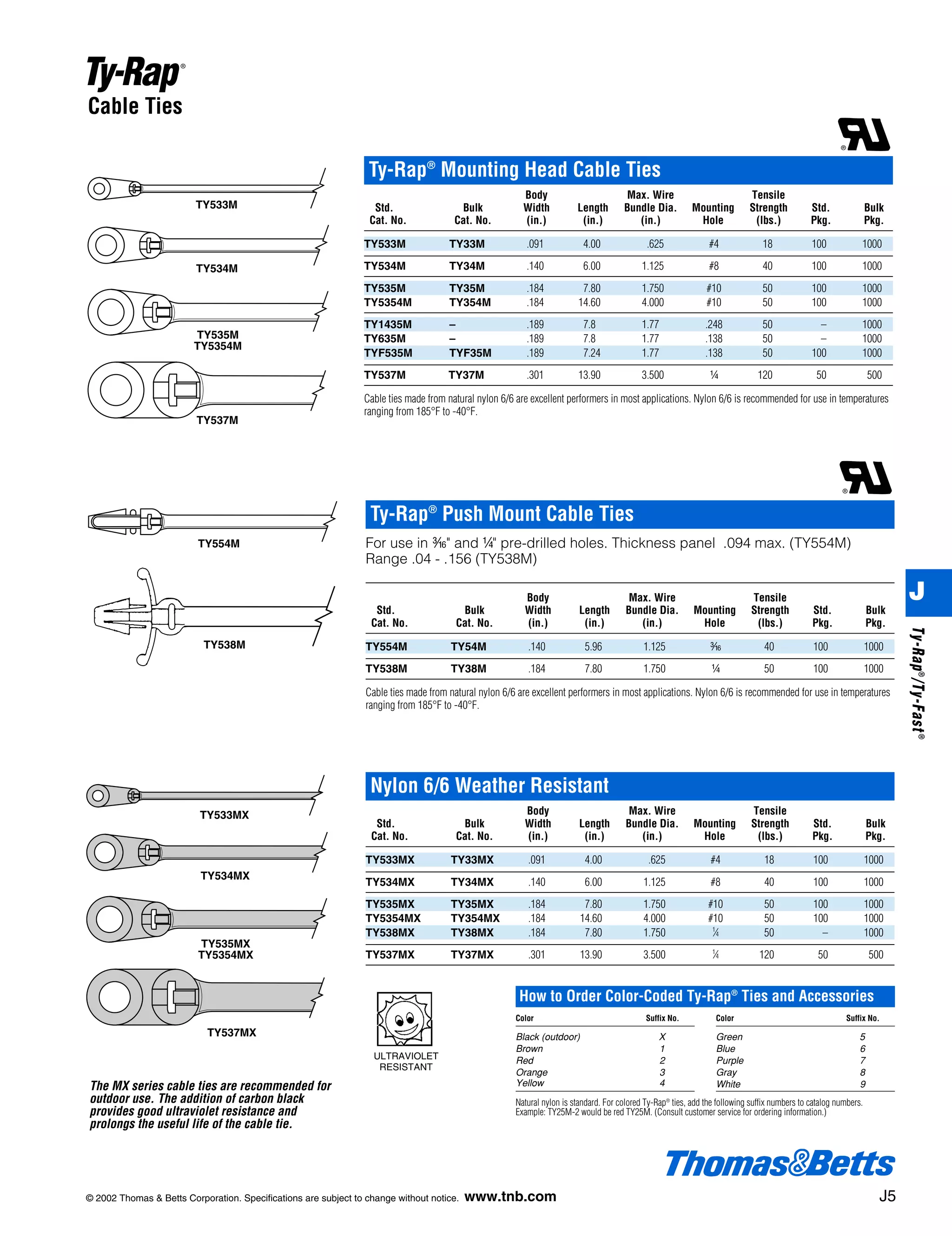 TY523MX - THOMAS & BETTS - Cable Tie, Ty Rap® Self Lock, Nylon| AKBAR ...