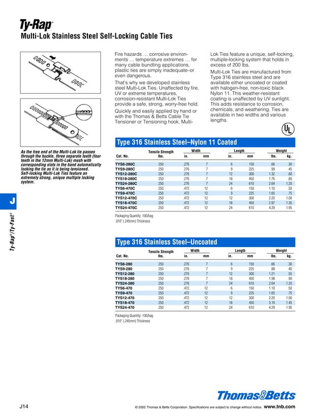 TY523MX - THOMAS & BETTS - Cable Tie, Ty Rap® Self Lock, Nylon| AKBAR ...