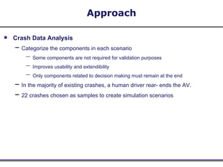 Generation of Autonomous Vehicle Validation Scenarios Using Crash Data | PPT