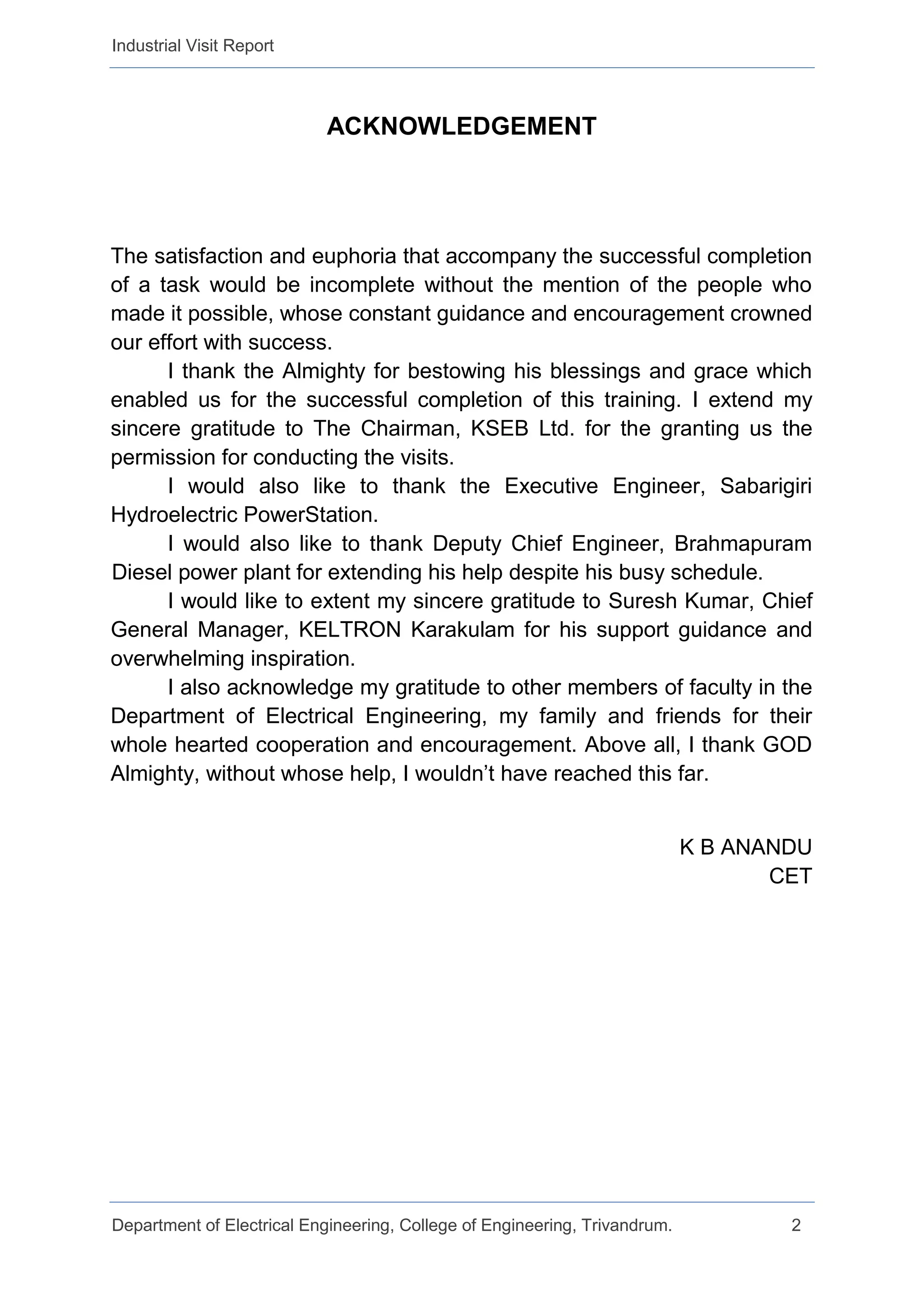 Industrial visit Report | PDF