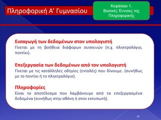 ΠΛΗΡΟΦΟΡΙΚΗ Α ΓΥΜΝΑΣΙΟΥ ΚΕΦΑΛΑΙΟ 1 | PPT