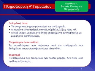 ΠΛΗΡΟΦΟΡΙΚΗ Α ΓΥΜΝΑΣΙΟΥ ΚΕΦΑΛΑΙΟ 1 | PPT